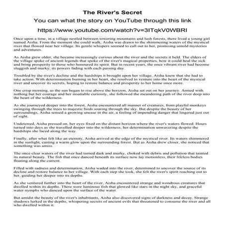 Aisha's quest through the secret River . | PDF