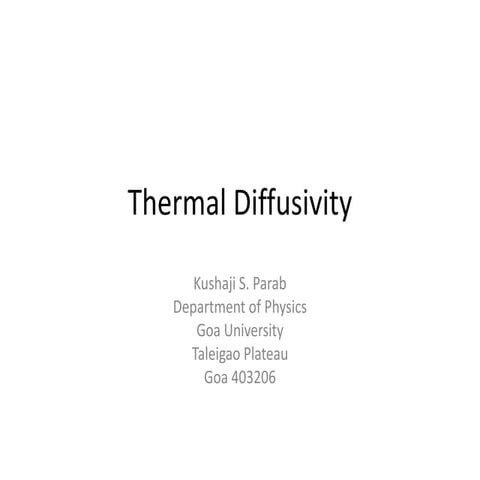 Thermal diffusivity | PPT