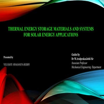 Thermal energy storage materials and systems for solar energy ...