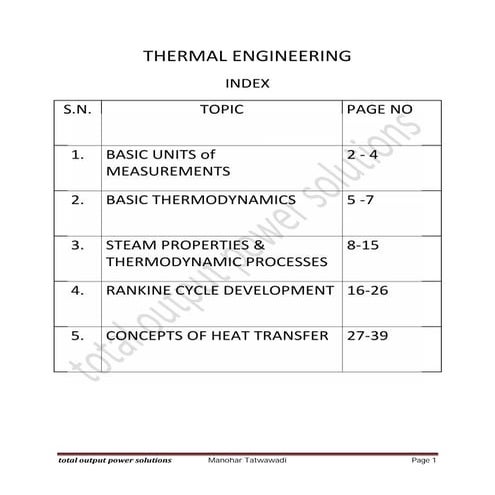 Thermal engineering for Power Plant Engineers | PDF