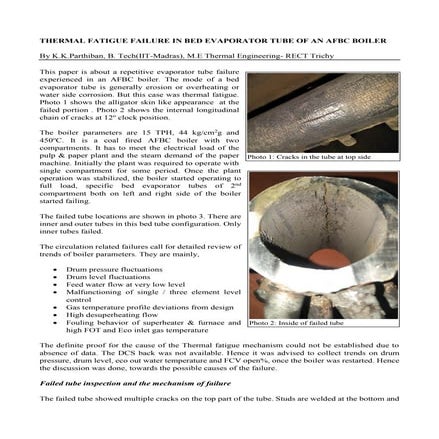 Thermal fatigue failure in a FBC boiler | PDF | Chemistry | Science