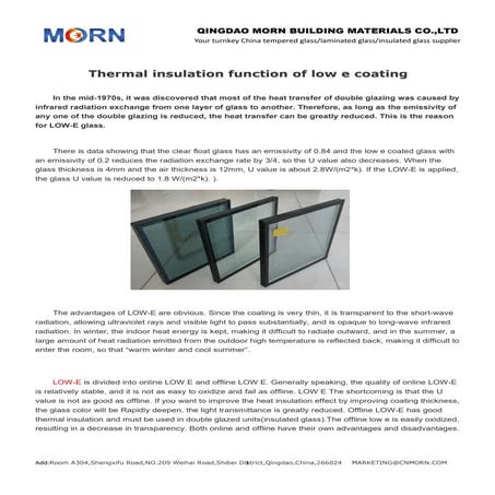 Thermal insulation function of low e coating | PDF | Construction ...
