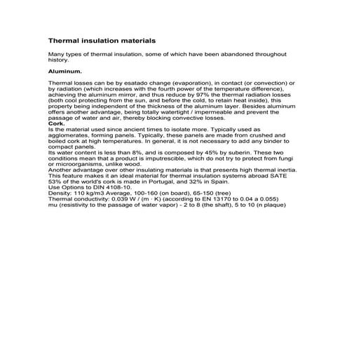 Thermal insulation materials 3 | DOCX | Physics | Science