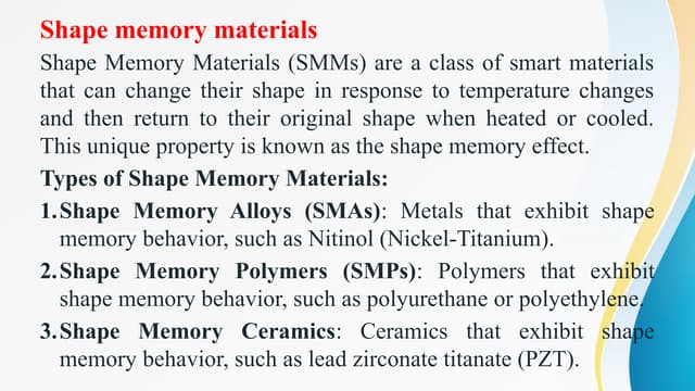 Shape memory alloys | PPTX