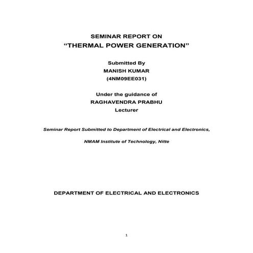Thermal Power Generation Report | DOCX