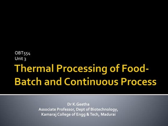 thermal processing of food | PPTX