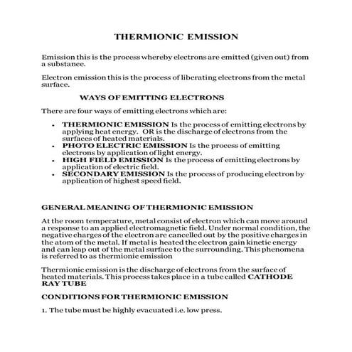 Thermionic emission | DOCX