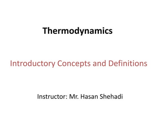 Introduction to thermodynamics | PPT