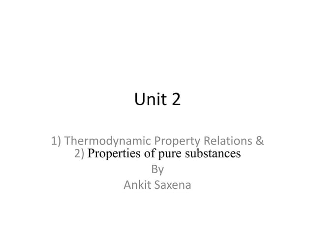 Thermodynamics (Properties of pure substance) | PPT