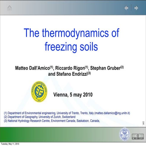 Thermodynamics of freezing soil | PDF