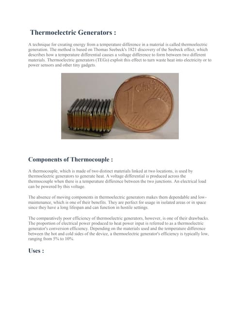 Thermoelectric power generator | PPTX