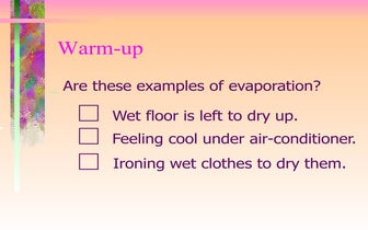 Evaporation Examples
