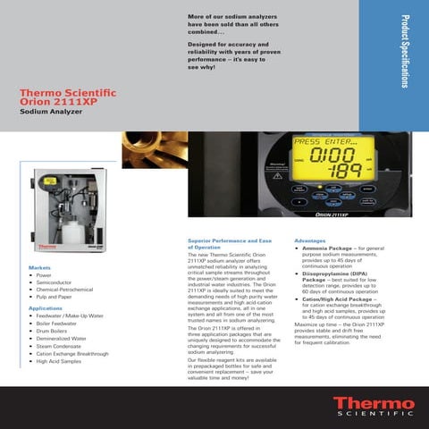 Sodium Analyzer for Industrial Applications | PDF