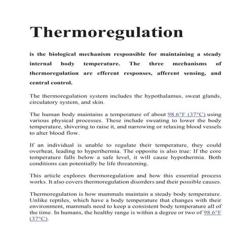 THERMOREGULATION & TYPES OF THERMOMETER FOR BIOTECHNOLOGY SEM-I | PDF