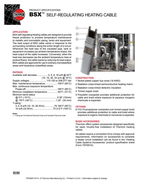 Thermon HTSX Heat Tracing Cable - Spec Sheet | PDF