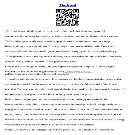 The Road Essay Topics | PDF | Free Download