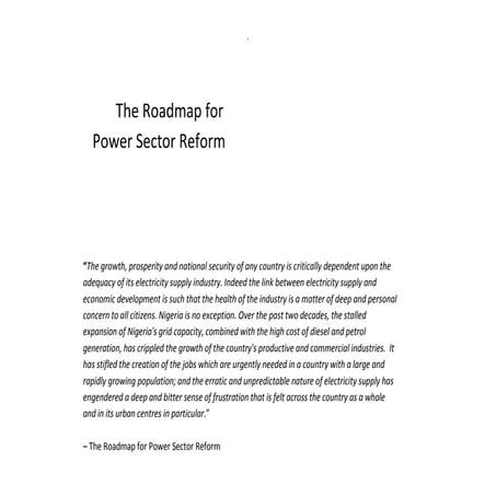 The roadmap for power sector reform update | PDF