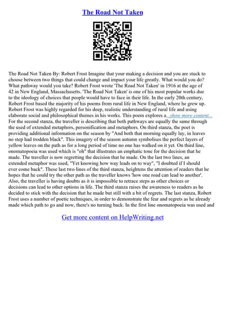 The Road Not Taken - Robert Frost | PPT