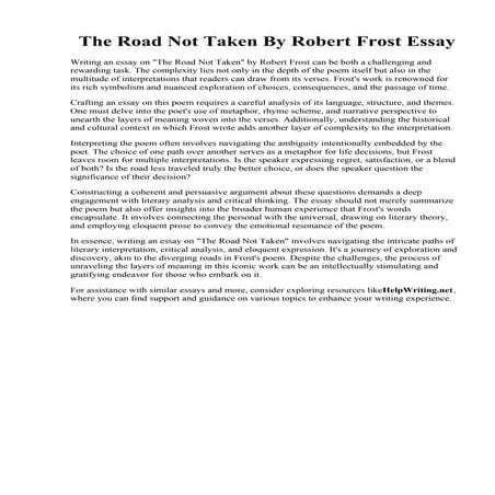 The Road Not Taken By Robert Frost Essay | PDF