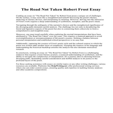 The Road Not Taken Robert Frost Essay.pdf