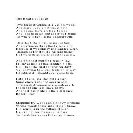 The Road Not TakenTwo roads diverged in a yellow wood,And so.docx