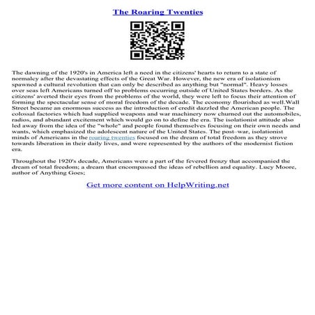 Roaring Twenties Essay | PDF