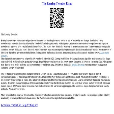 The Roaring Twenties Essay | PPT