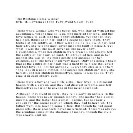 The Rocking-Horse WinnerbyD. H. Lawrence (1885-1930)Word Count .docx