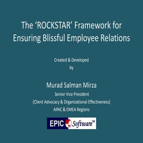 The ‘ROCKSTAR’ Framework for Ensuring Blissful Employee Relations | PPTX