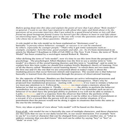 The role model -another point of view based on A.Bandura's theory- | PDF