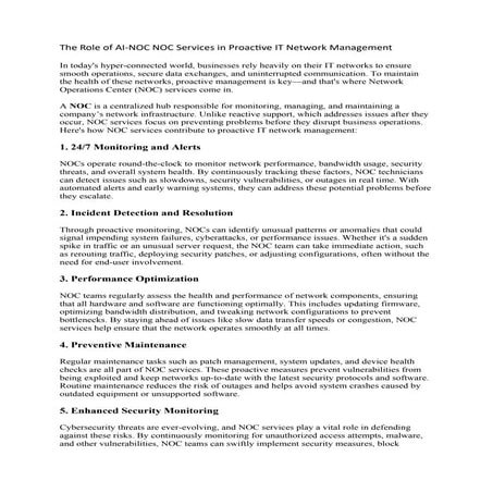 The Role Of Ai Noc Noc Services In Proactive It Network Management Docx