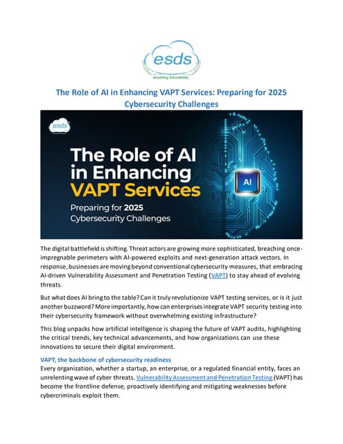 Overview of VAPT: Definitions, objectives, and importance in modern cybersecurity practices ...