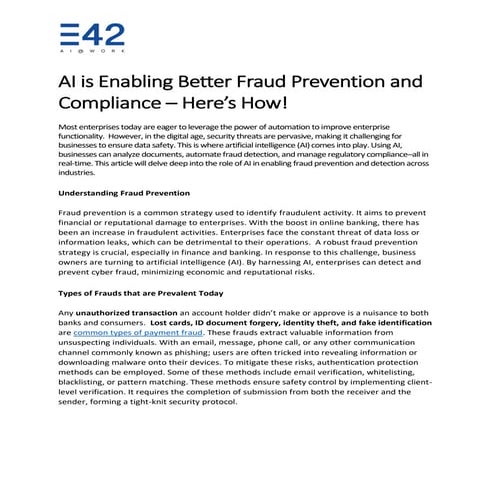 The Role Of Ai In Fraud Prevention And Detection Enhancing Compliance