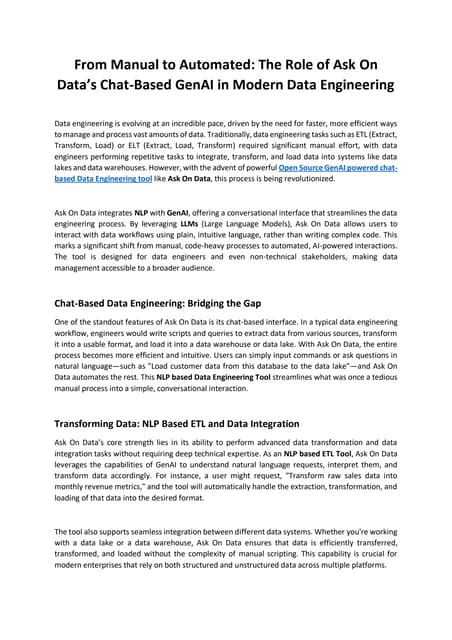 Unlocking The Future Of Data Engineering With Open Source Genai Powered Tool Ask On Datadocx
