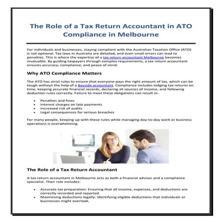 The Role of a Tax Return Accountant in ATO Compliance in Melbourne | PDF