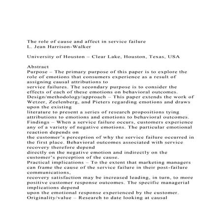 The role of cause and affect in service failureL. Jean Harri.docx