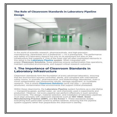 The Role of Cleanroom Standards in Laboratory Pipeline Design.docx