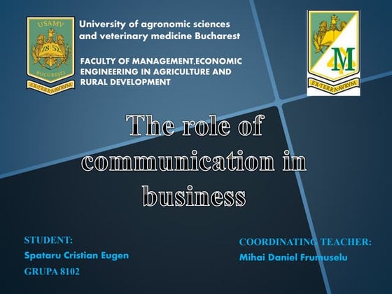The role of communication in business (poster) | PPT