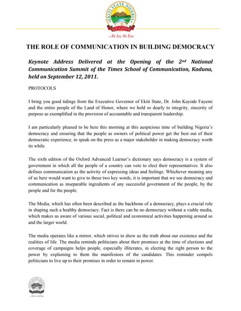 Role of Media in Democracy | PPTX | Civic affairs | Politics