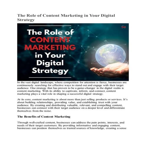 Content Marketing: Role of in Digital Strategy | The Enterprise World ...
