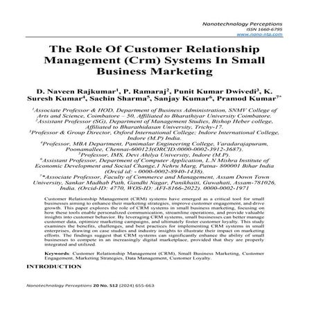 The Role Of Customer Relationship Management (Crm) Systems In Small ...