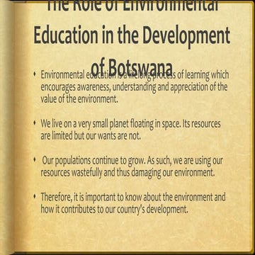 The Role of Environmental Education in the Development of Botswana | PPTX