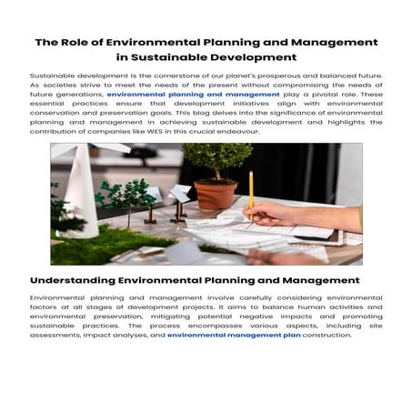The Role of Environmental Planning and Management in Sustainable ...