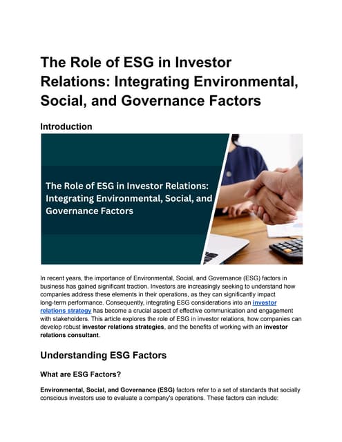 ESG Explained - Introduction | PDF