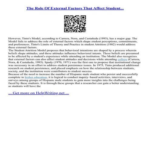 The Role Of External Factors That Affect Student... | PDF