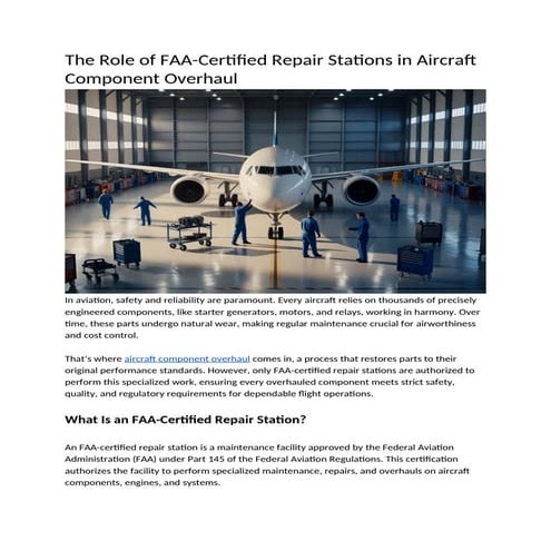 The Role of FAA-Certified Repair Stations in Aircraft Component ...