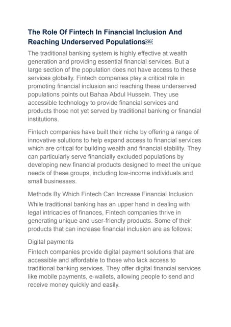 Fintech & Financial Inclusion | PDF
