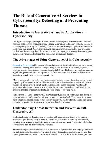 Cybersecurity AI Assistants – The Future of Digital Defense | PPT