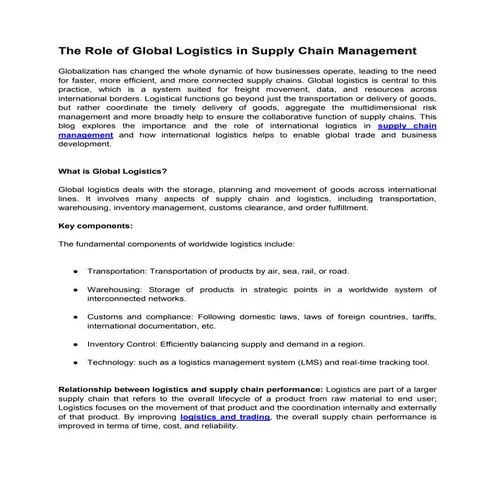 The role of global logistics in supply chain management.pdf