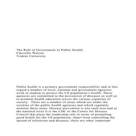 The Role of Government in Public Health.Cher.docx